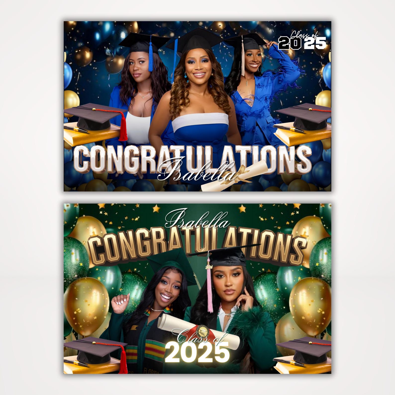 Graduation Backdrop Bundle, 4 Editable Graduate Backdrops, Canva Grad ...