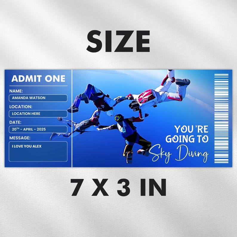 Digital Skydiving Surprise Gift Ticket, Skydiving Surprise Reveal ...
