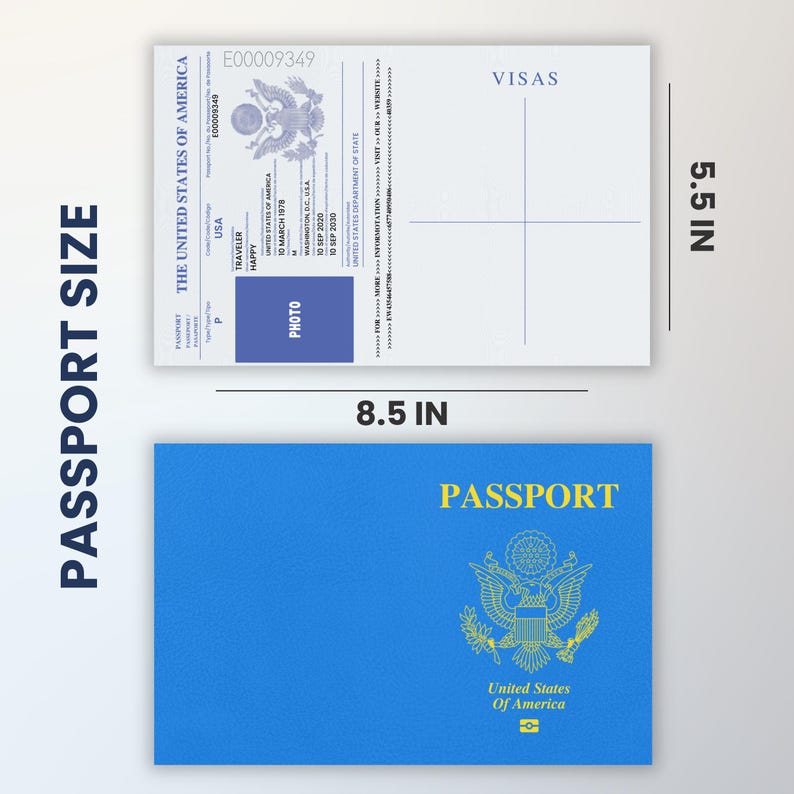 Editable Us Passports for Kids, Printable Passport for Kid for Playing ...
