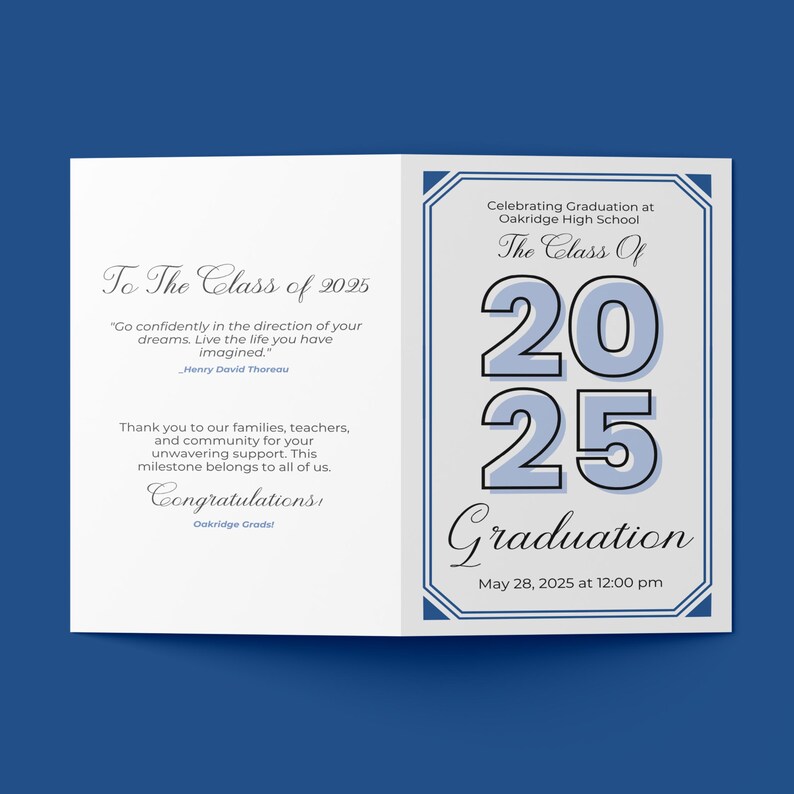 2025 Graduation Program Template, Editable 2025 Ceremony Card, Class of ...