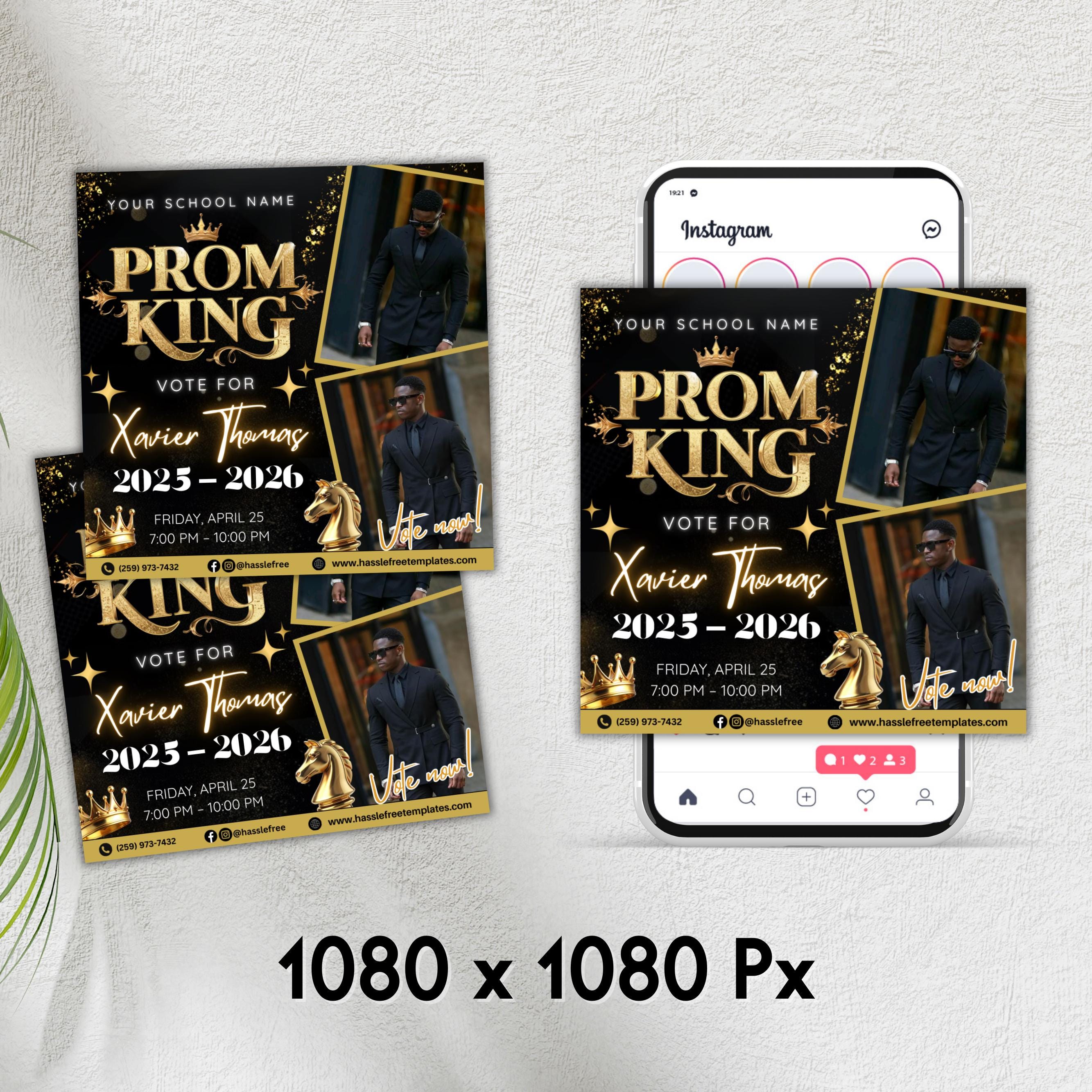 Vote for Prom King Flyer, Prom Send off Flyer, Prom Invitation Flyer ...