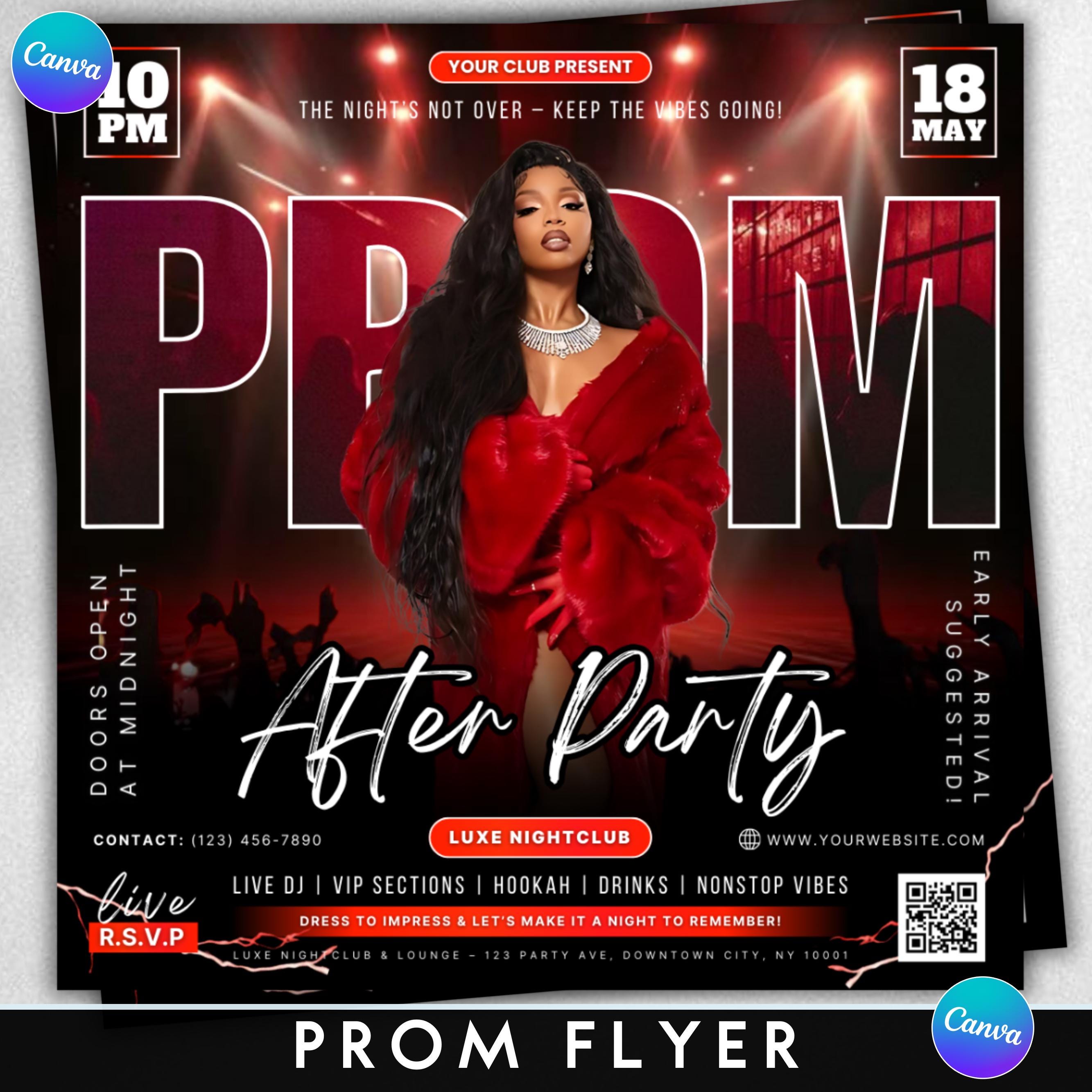 Prom After Party Flyer, College School After Party, Prom Season Flyer ...