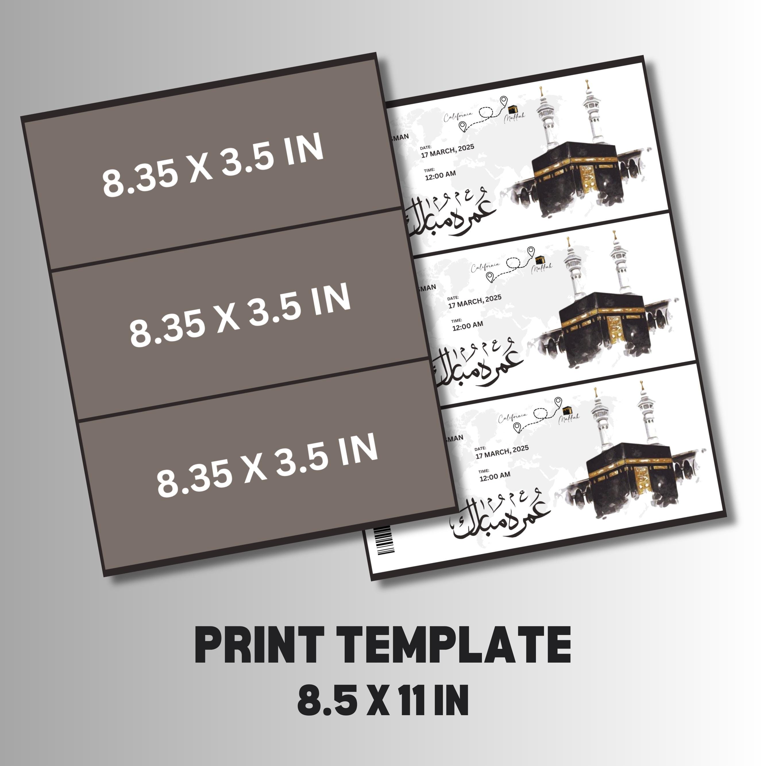 Hajj Boarding Pass, Editable Umrah Mubarak Boarding Pass, Hajj Plane ...