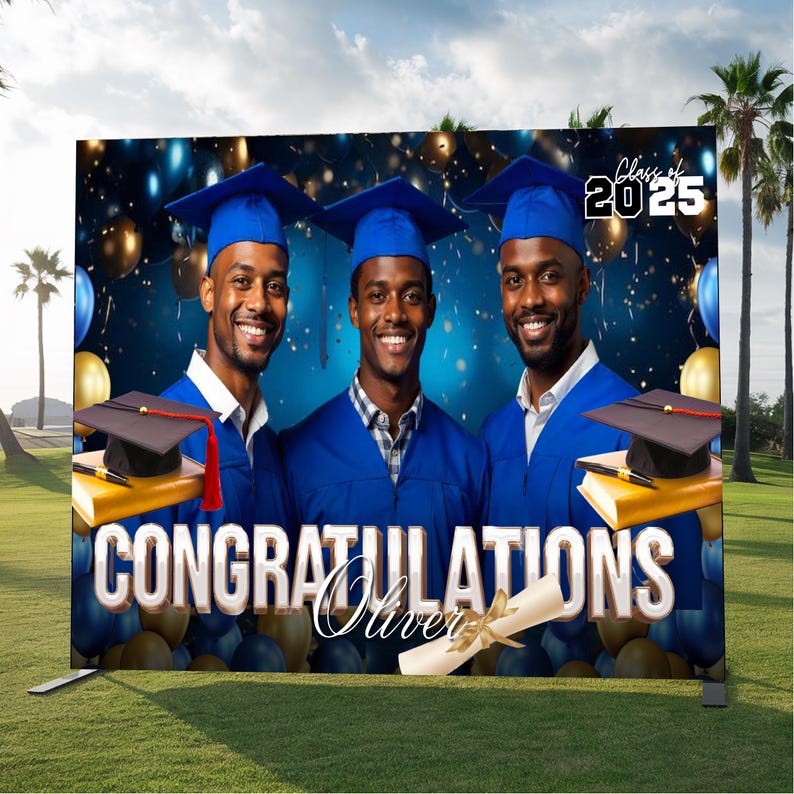 Graduation Backdrop Bundle, 4 Editable Graduate Backdrops, Canva Grad ...