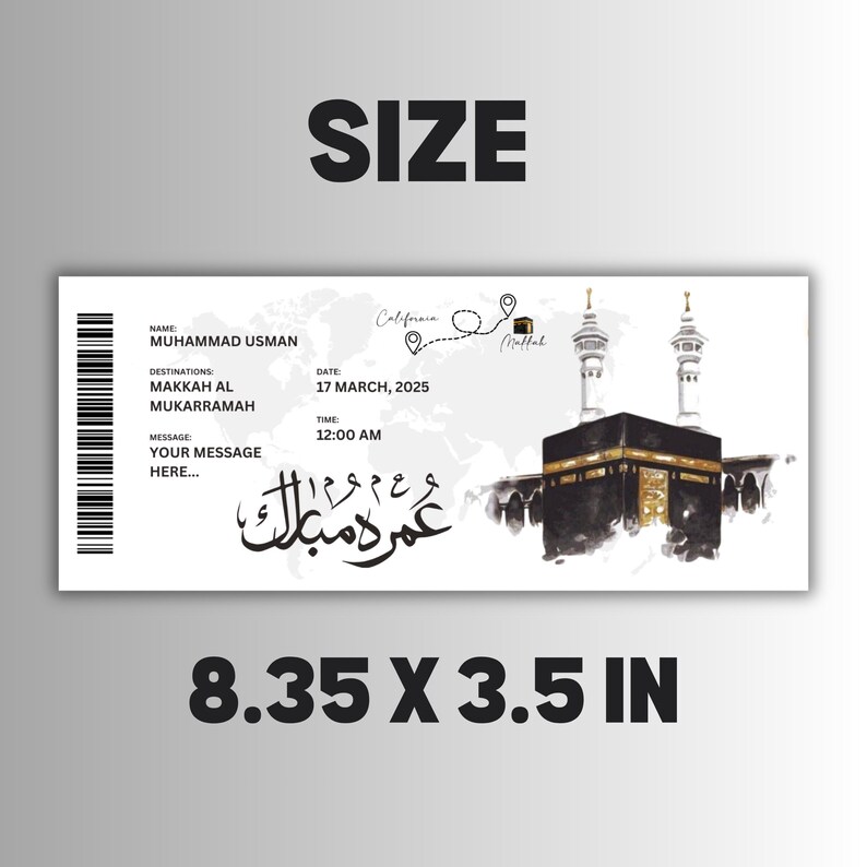 Hajj Boarding Pass, Editable Umrah Mubarak Boarding Pass, Hajj Plane ...