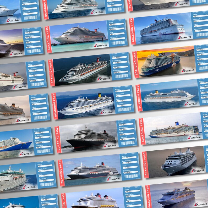Printable Carnival Cruise Ticket Boarding Pass, Surprise Vacation Trip ...