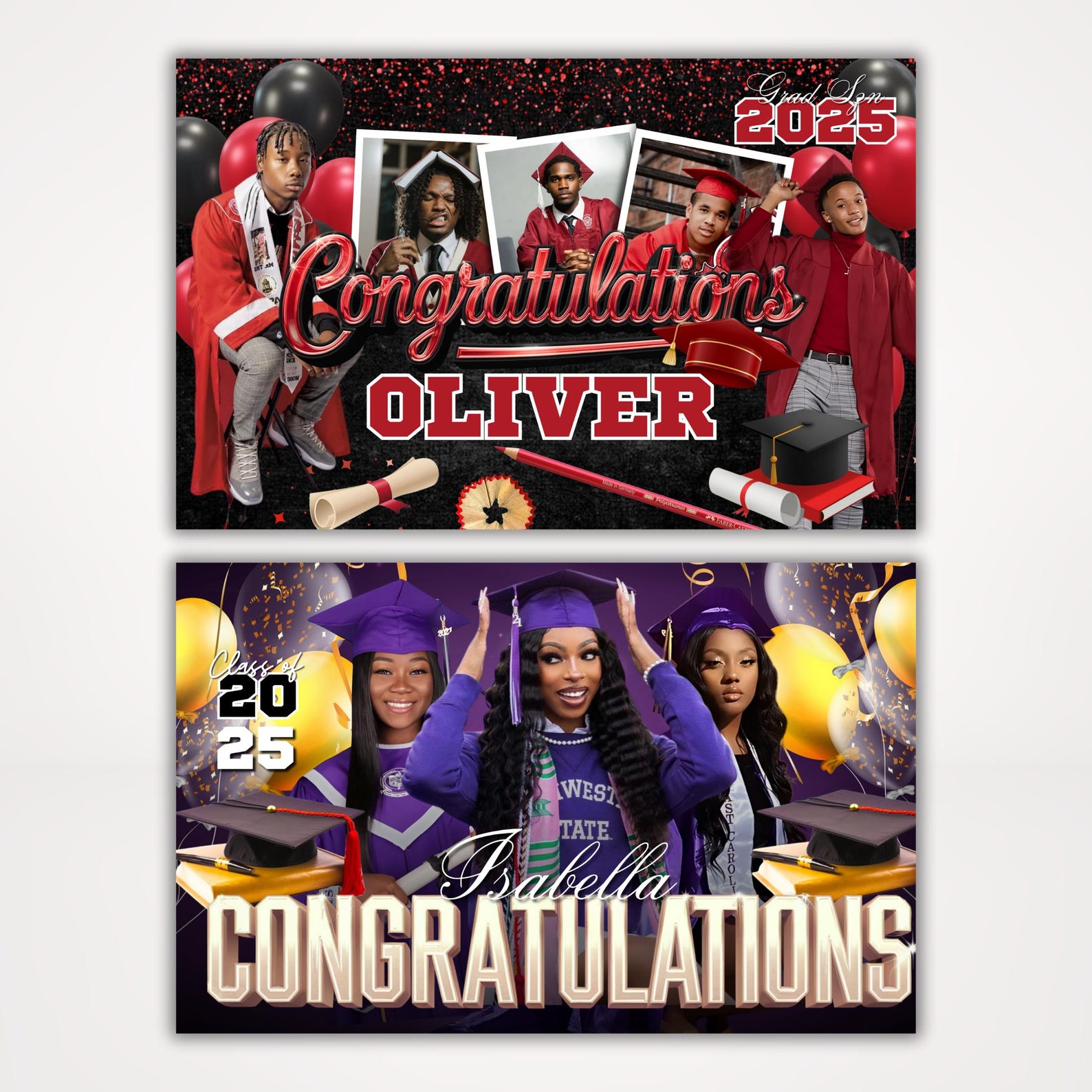 Graduation Backdrop Bundle, 4 Editable Graduate Backdrops, Canva Grad ...