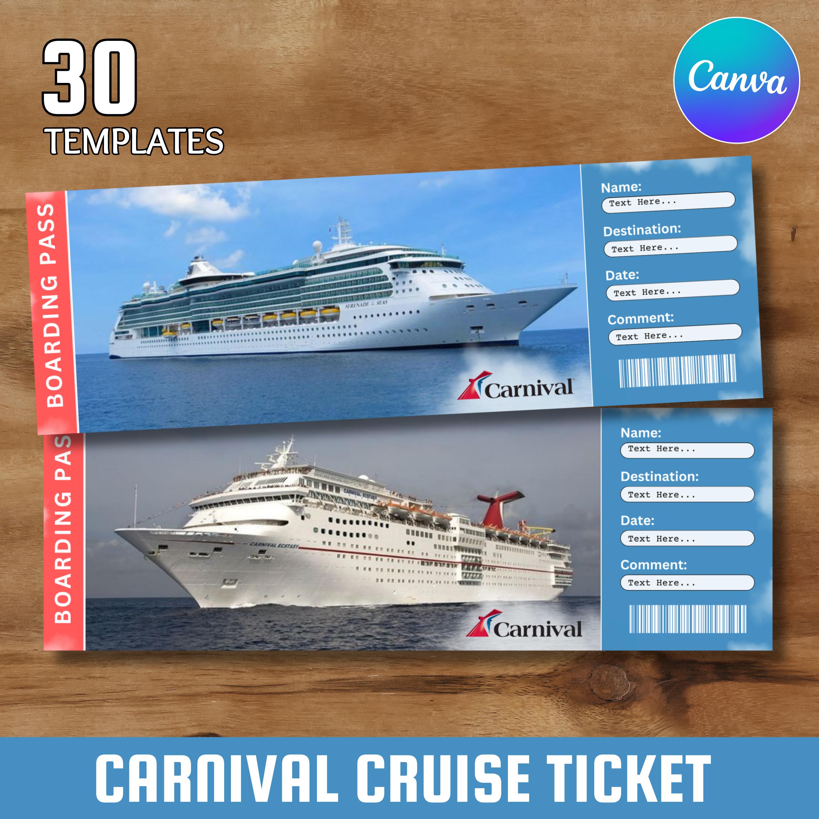 Carnival Cruise Boarding Pass, Printable Surprise Vacation Trip Ticket ...