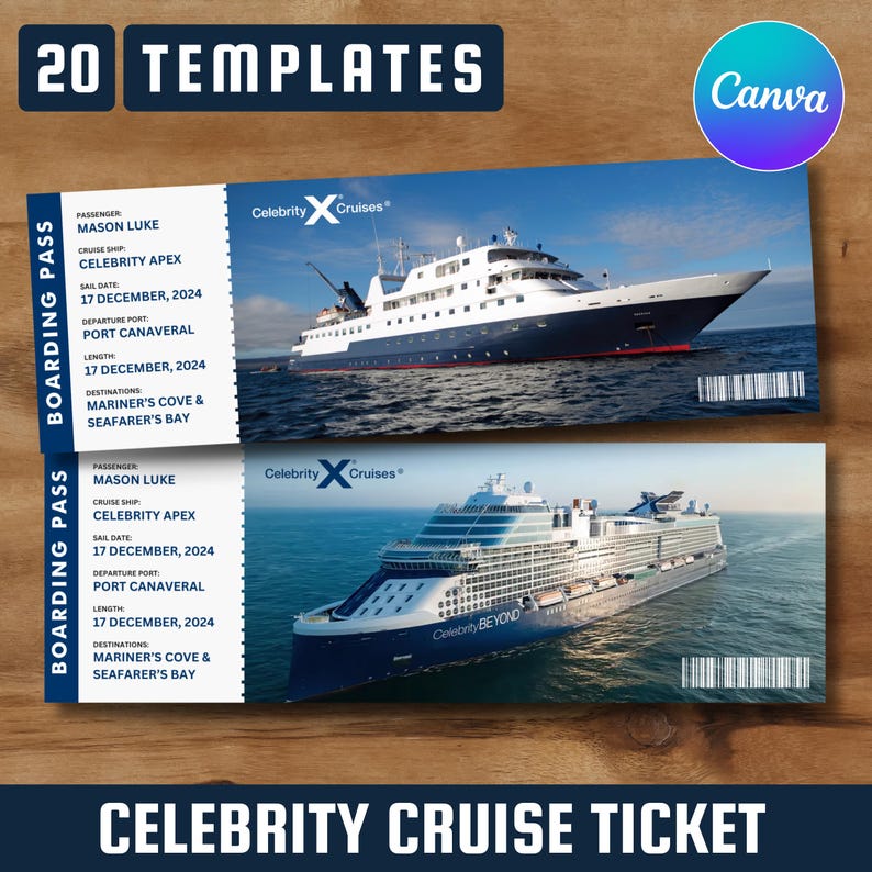 Printable Celebrity Cruise Ticket, Cruise Surprise Boarding Pass ...