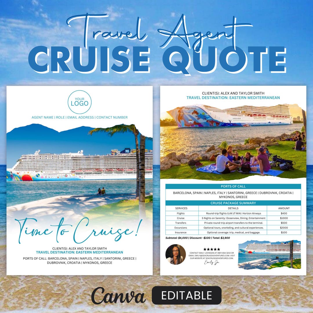 Travel Agent Cruise Qoute, Cruise Quotation Template, Travel Agency ...