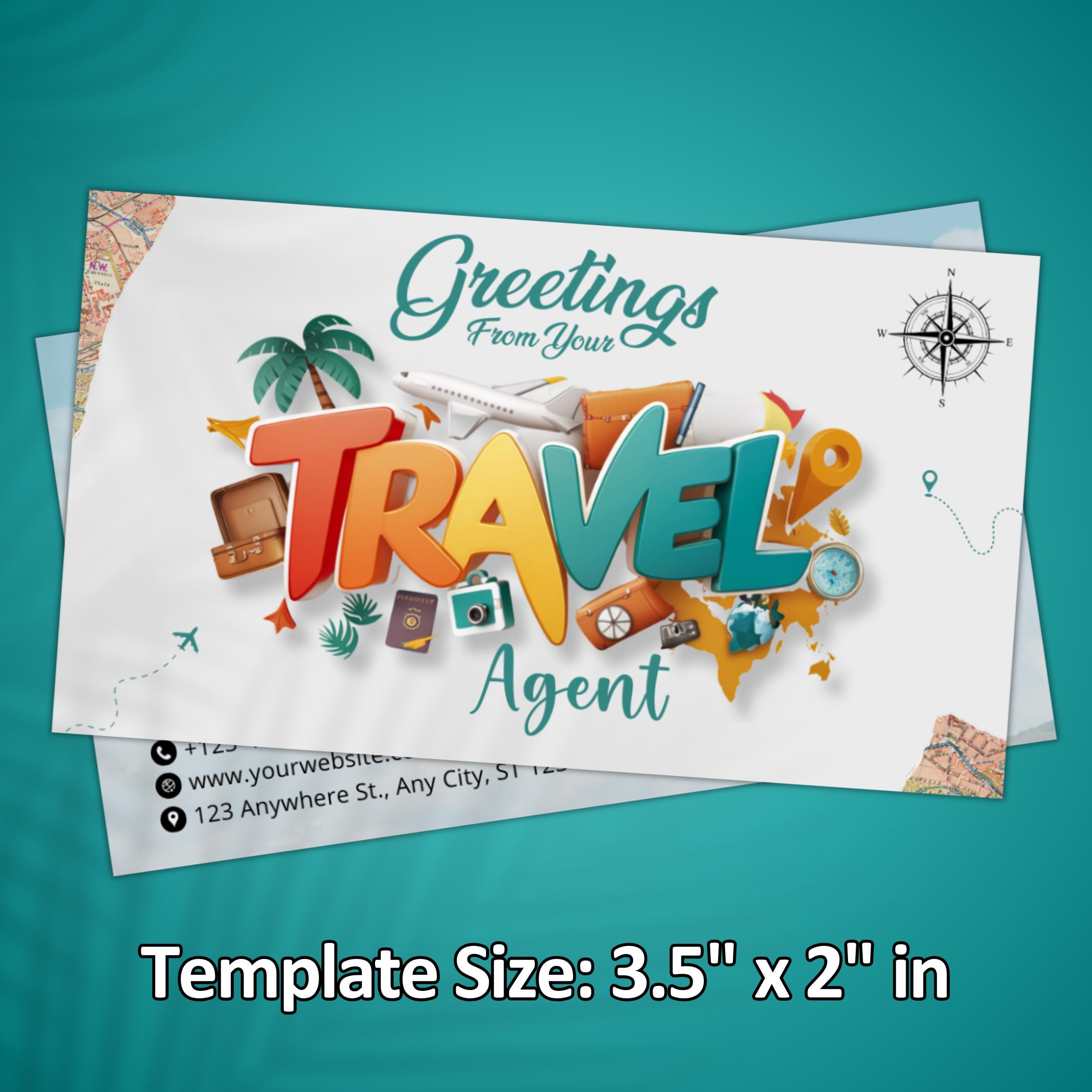Travel Agent Business Card, Business Card Travel Theme, Postcard Theme ...