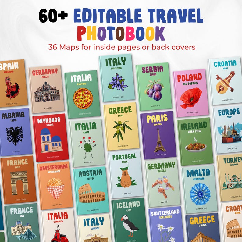 60+ Travel Photo Book Canva Templates, Luxury Printed Photo Book ...