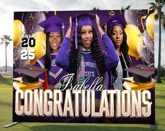 Graduation Backdrop Bundle, 4 Editable Graduate Backdrops, Canva Grad ...