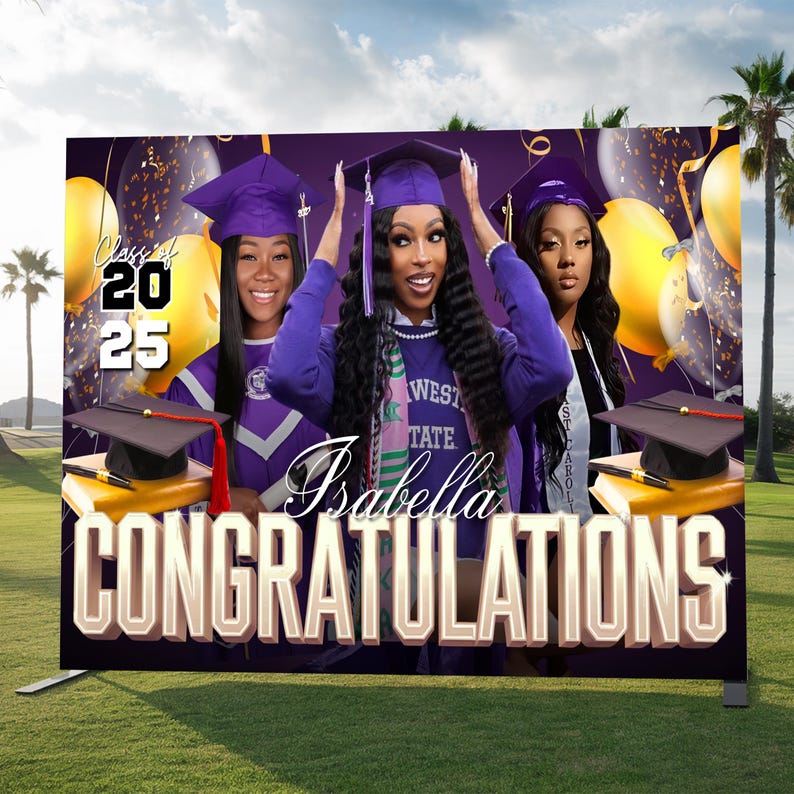 Graduation Backdrop Bundle, 4 Editable Graduate Backdrops, Canva Grad ...