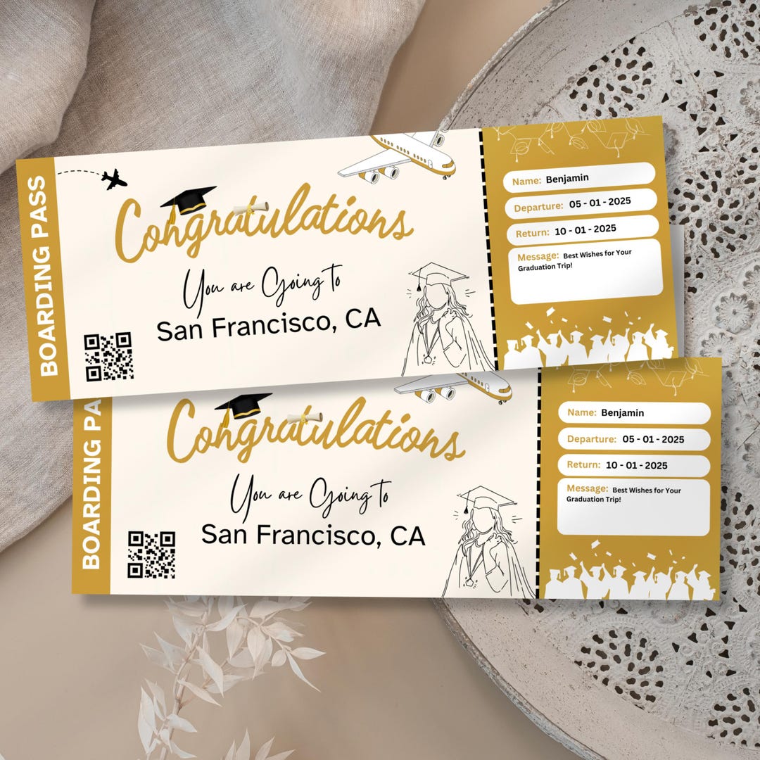 Graduation Trip Boarding Pass Canva Template, Printable Graduation ...