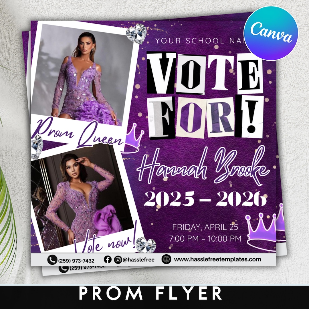 Vote Prom Queen Flyer, Prom Flyer,prom Queen Campaign Flyer,prom Queen ...