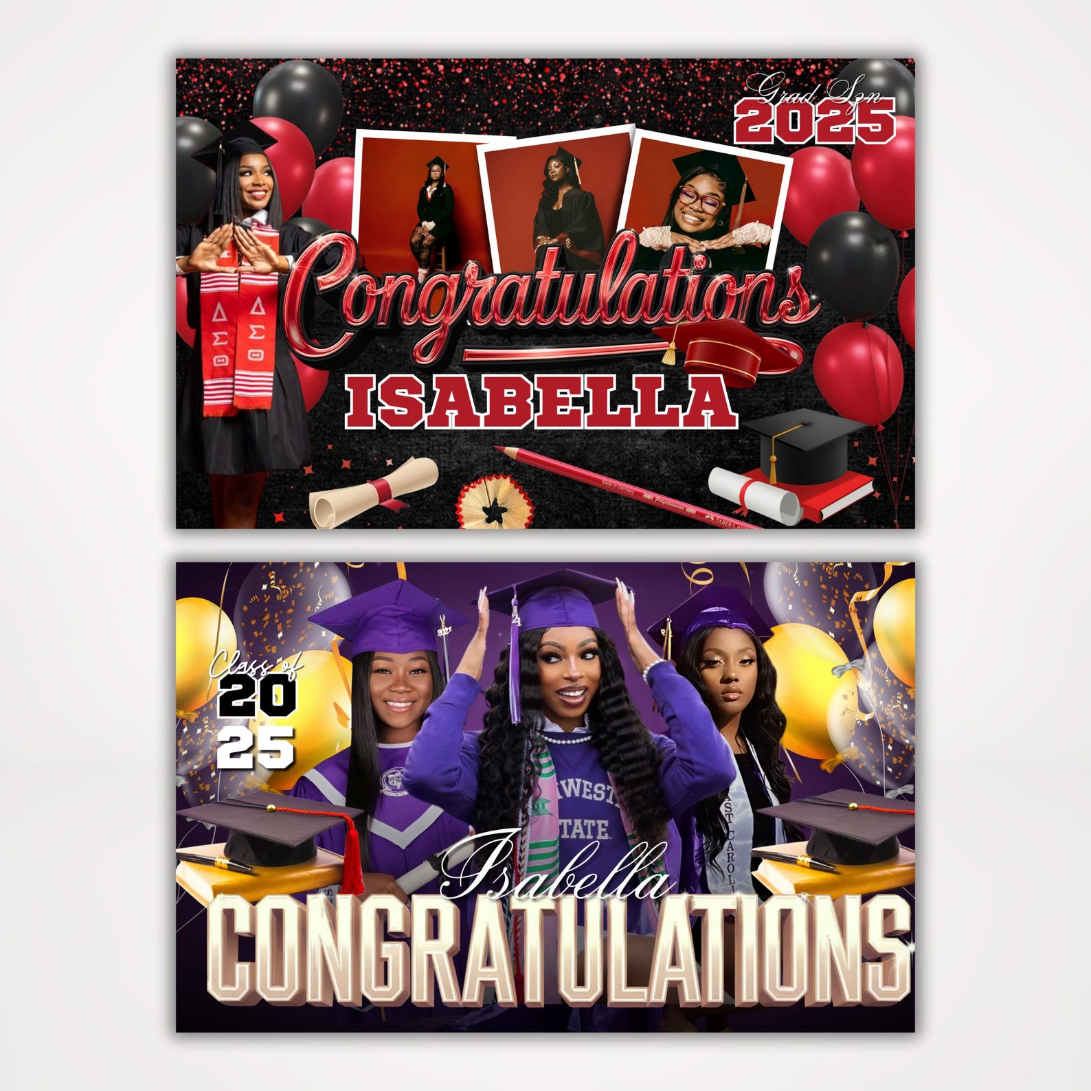 Graduation Backdrop Bundle, 4 Editable Graduate Backdrops, Canva Grad ...