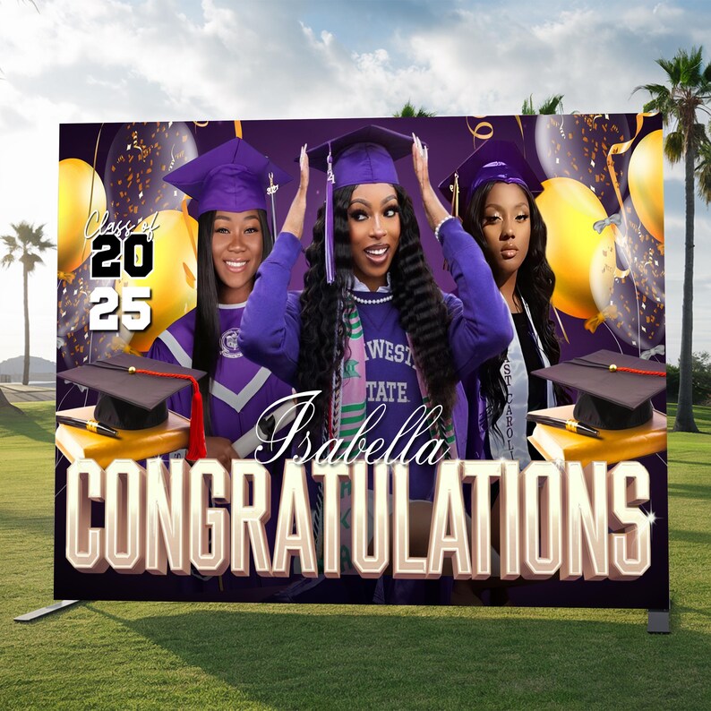 Graduation Backdrop Bundle, 4 Editable Graduate Backdrops, Canva Grad ...