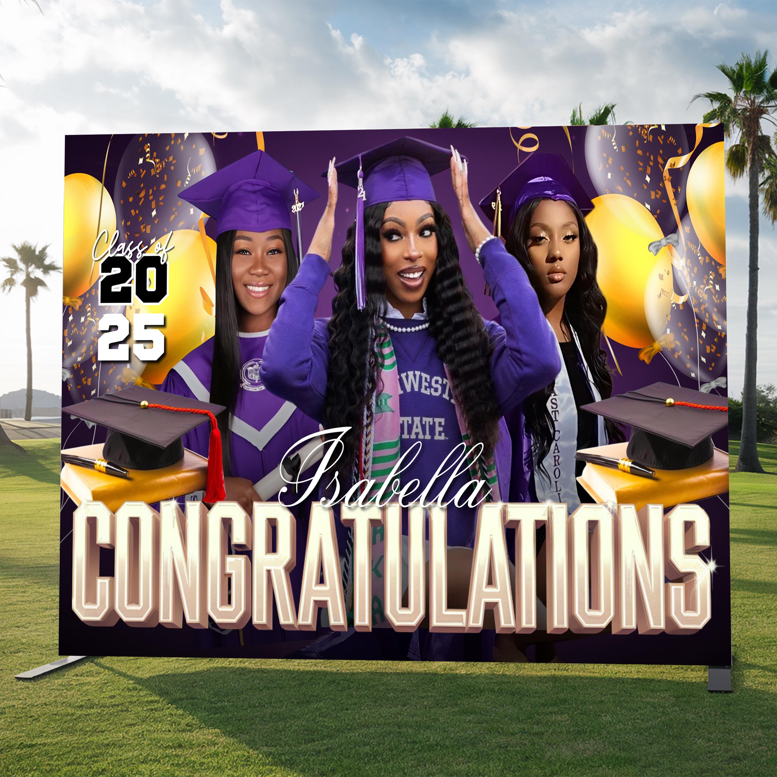 Graduation Backdrop Bundle, 4 Editable Graduate Backdrops, Canva Grad ...