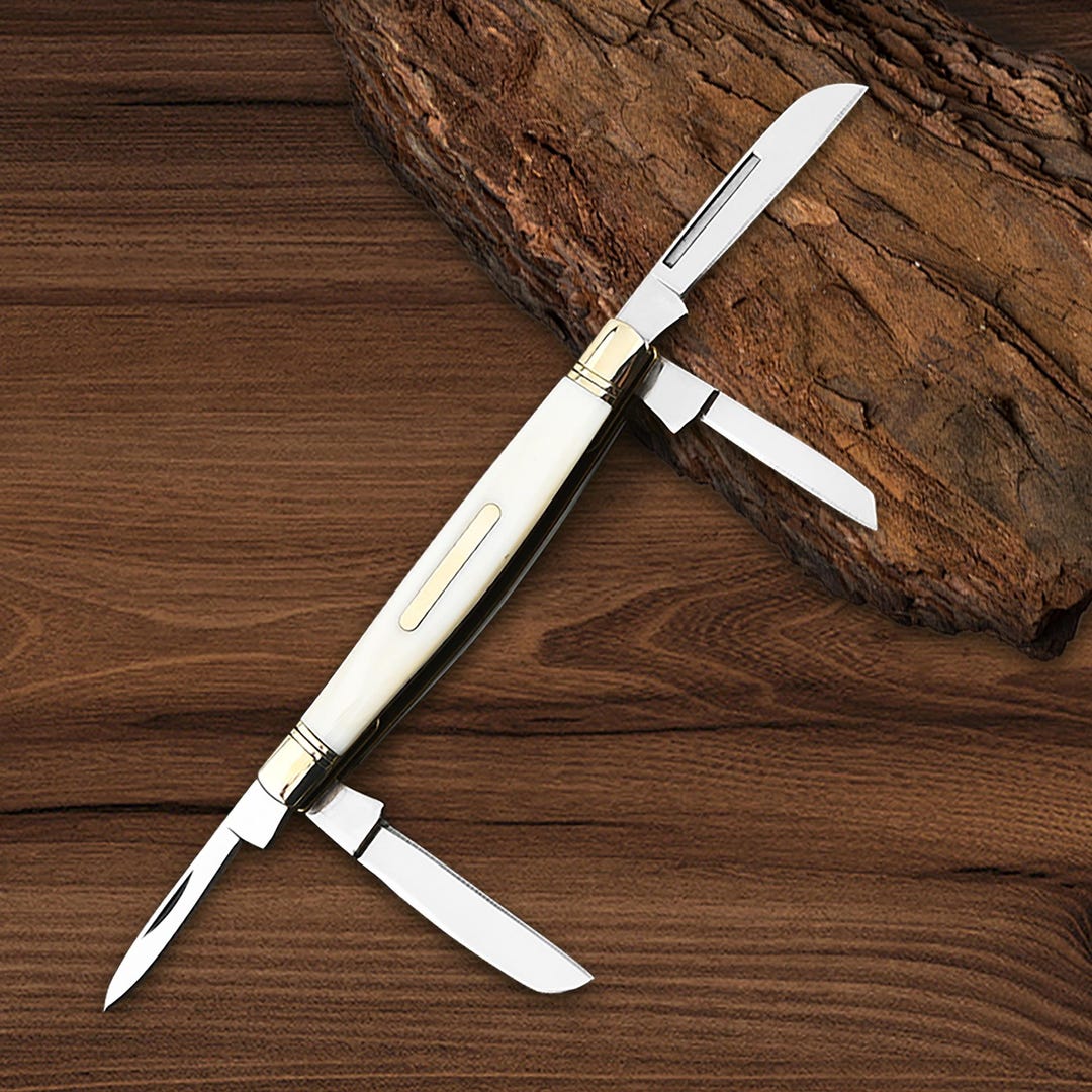 Vintage 4 Blade Folding Pocket Knife, Classic Portable Pocket Knife ...