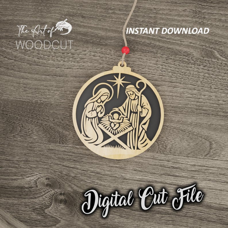 Nativity Ornament Laser Cut File, Christian Christmas Decor (digital ...