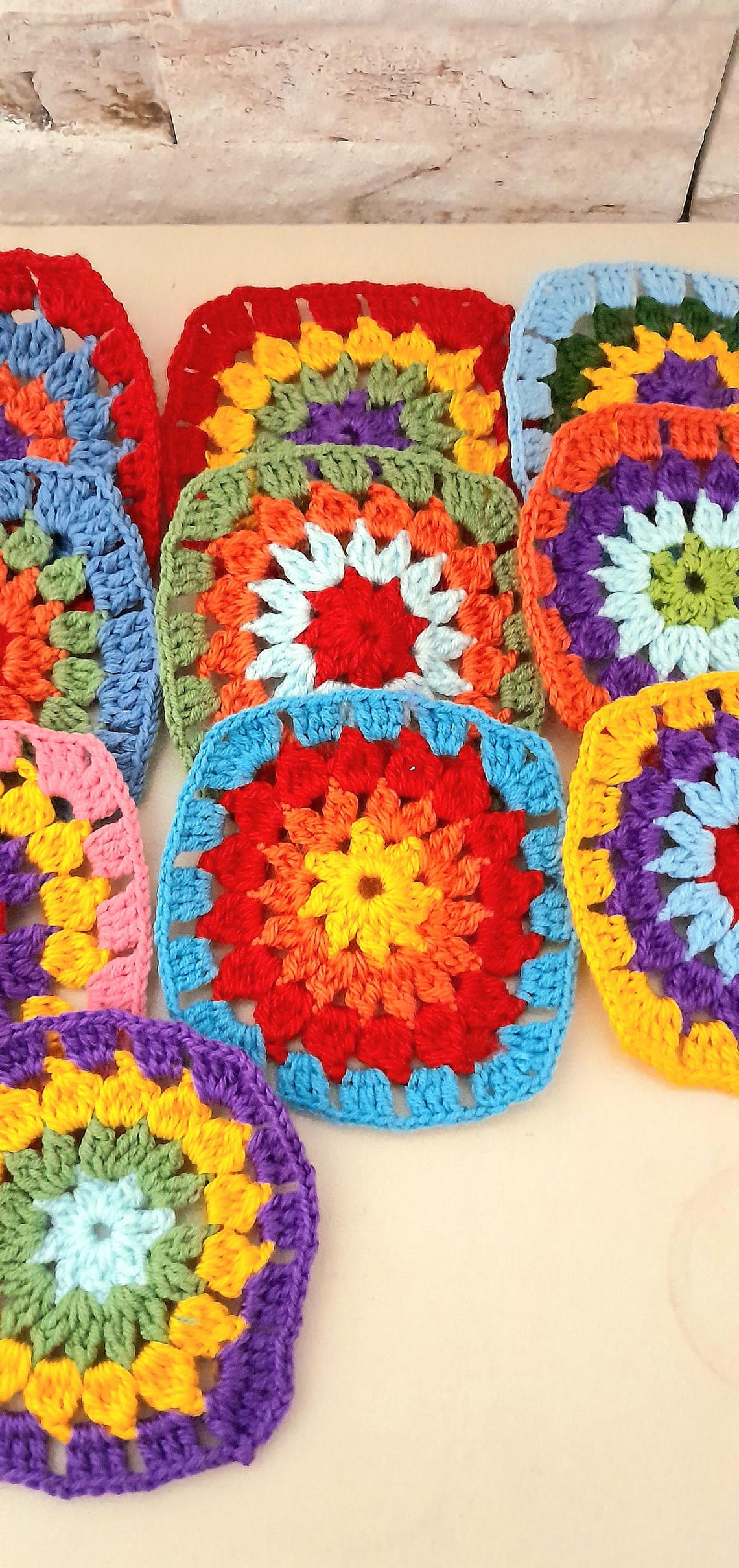 Boho Crochet Granny Square - Custom Colors- Handmade Motif-diy Cardigan ...