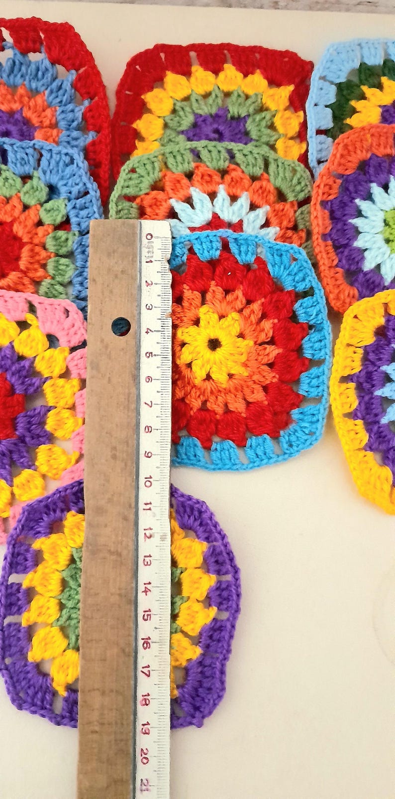 Boho Crochet Granny Square - Custom Colors- Handmade Motif-diy Cardigan ...