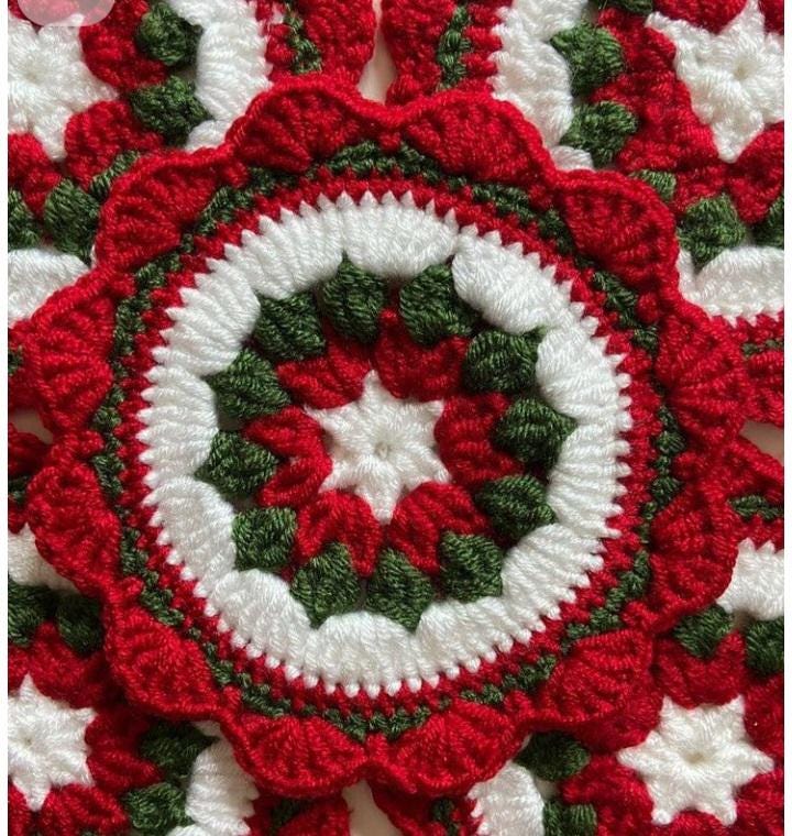 Christmas Granny Square Set | Crochet Holiday Squares | Red Green White ...