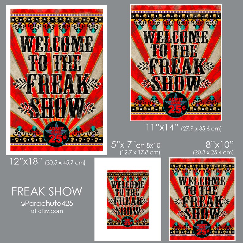 Welcome to the Freak Show Creepy Carnival or Circus Poster | Etsy