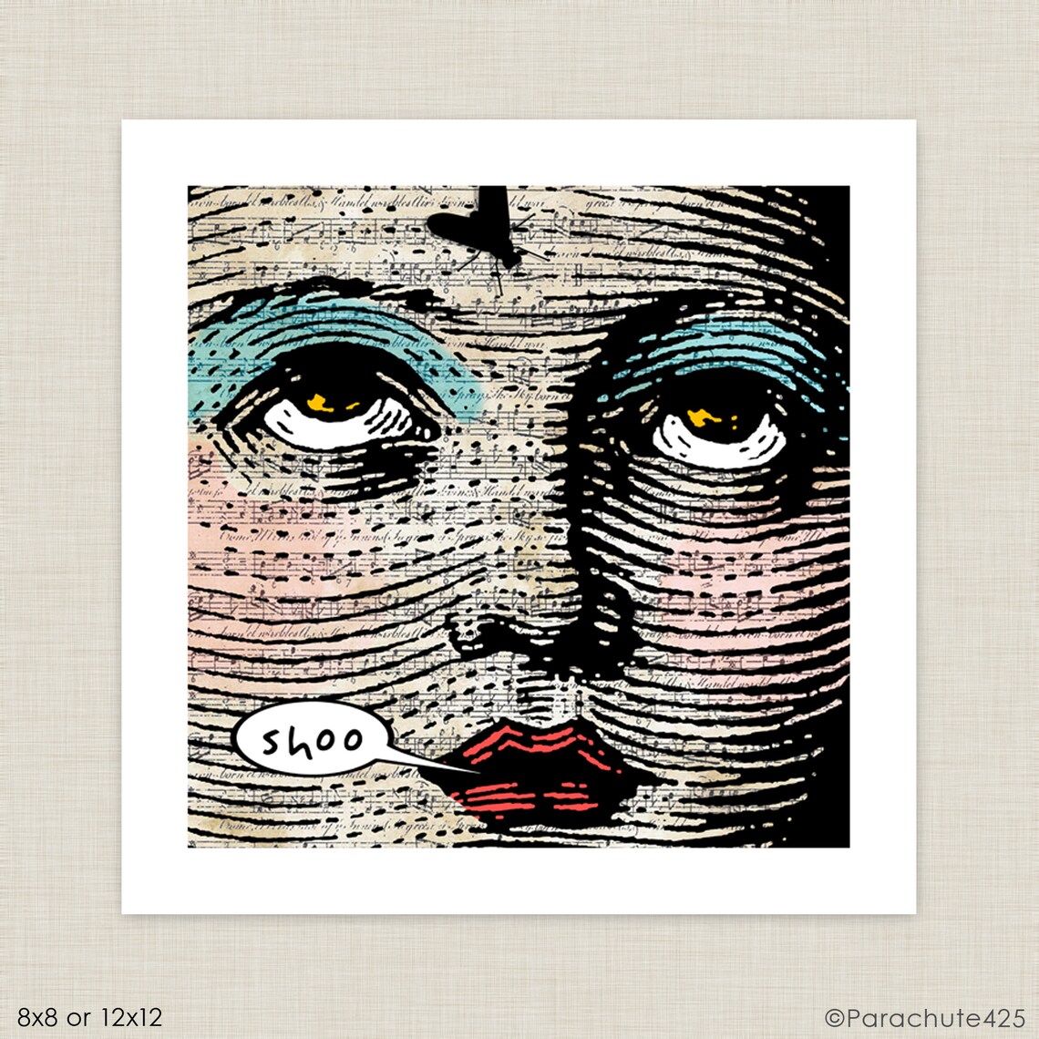 Shoo Fly Humor Art Whimsical Female Face and Fly Accent Wall | Etsy