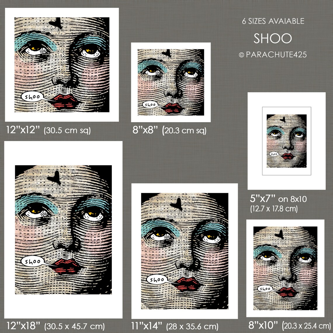 Shoo Fly Humor Art Whimsical Female Face and Fly Accent Wall | Etsy