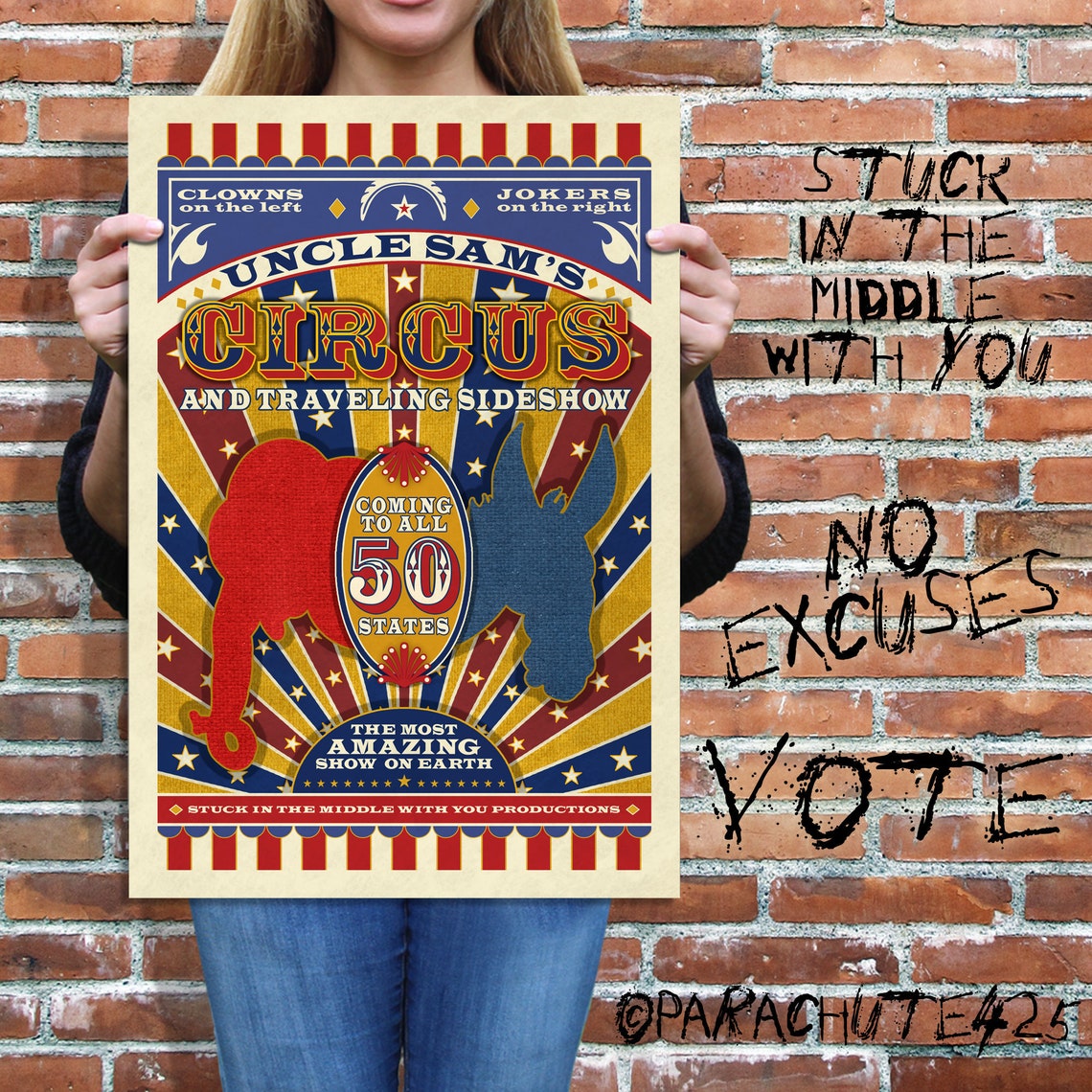Political Art Poster Uncle Sam's Circus Vote 2020 US | Etsy