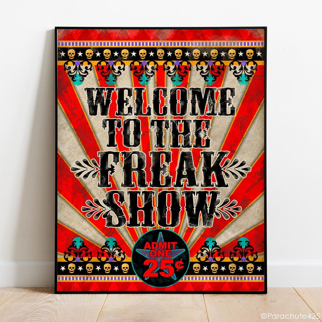 Welcome to the Freak Show, Creepy Carnival or Circus Poster, Dorm Door ...