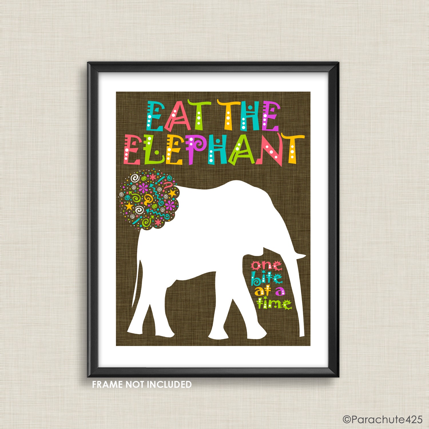 Eat The Elephant One Bite At A Time Unique Wall Art Print for | Etsy