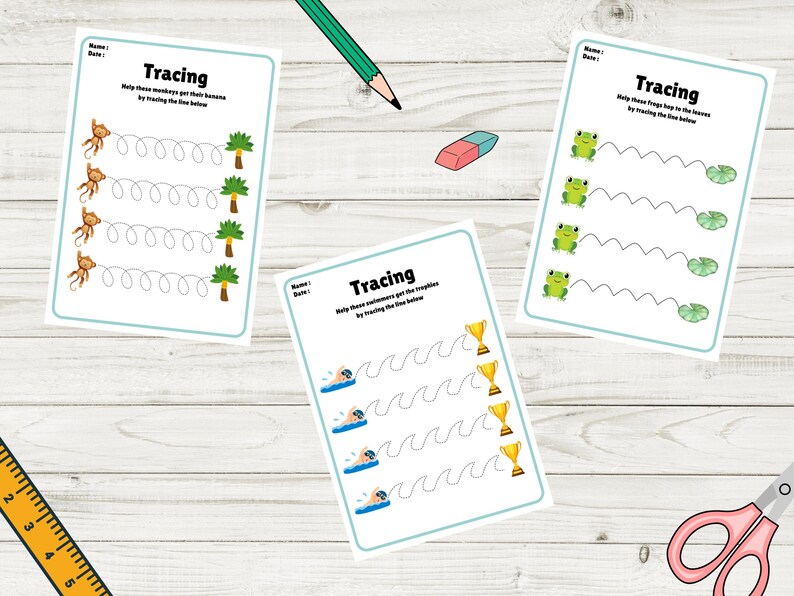 10 Printable Kids Tracing Activity Worksheets - Preschoolers ...