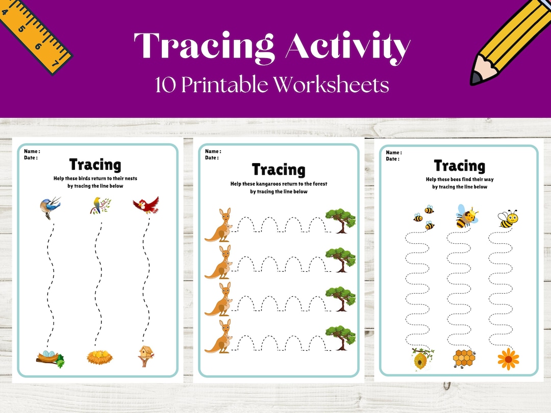 10 Printable Kids Tracing Activity Worksheets - Preschoolers ...