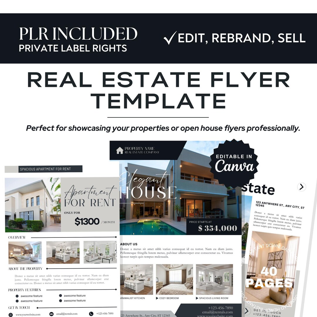 PLR Modern Real Estate Flyer Template | A4 Canva FREE,| Minimalist ...