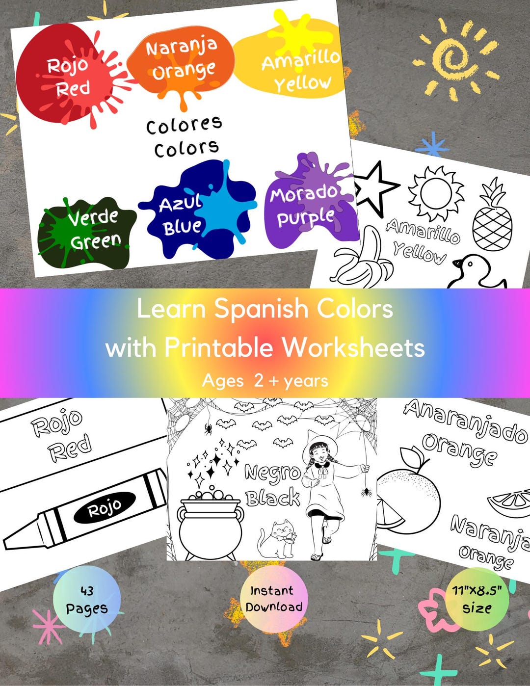 Spanish Color Worksheets for Kids | Printable Spanish Learning ...