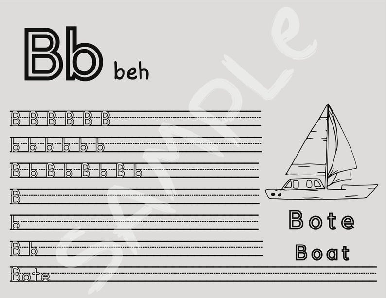 Spanish Letter Tracing and Word Recognition Coloring Printable ...