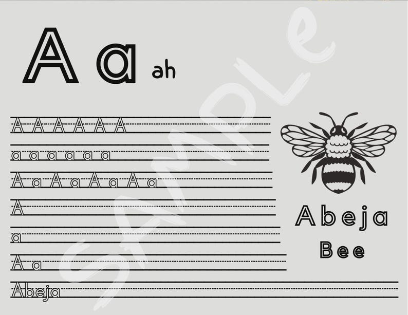 Spanish Letter Tracing and Word Recognition Coloring Printable ...