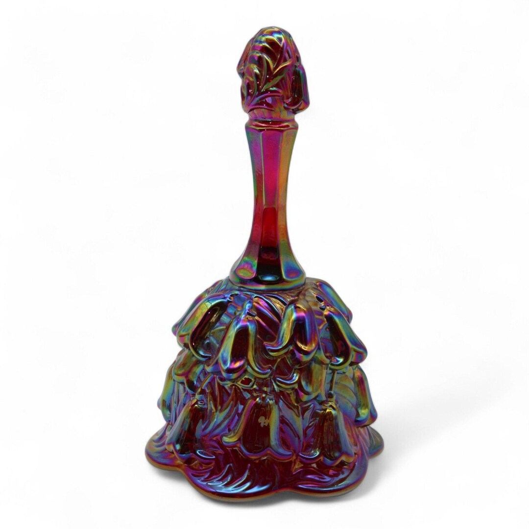 Fenton Ruby Red Carnival Glass Bell Missing Clapper Handmade USA ...