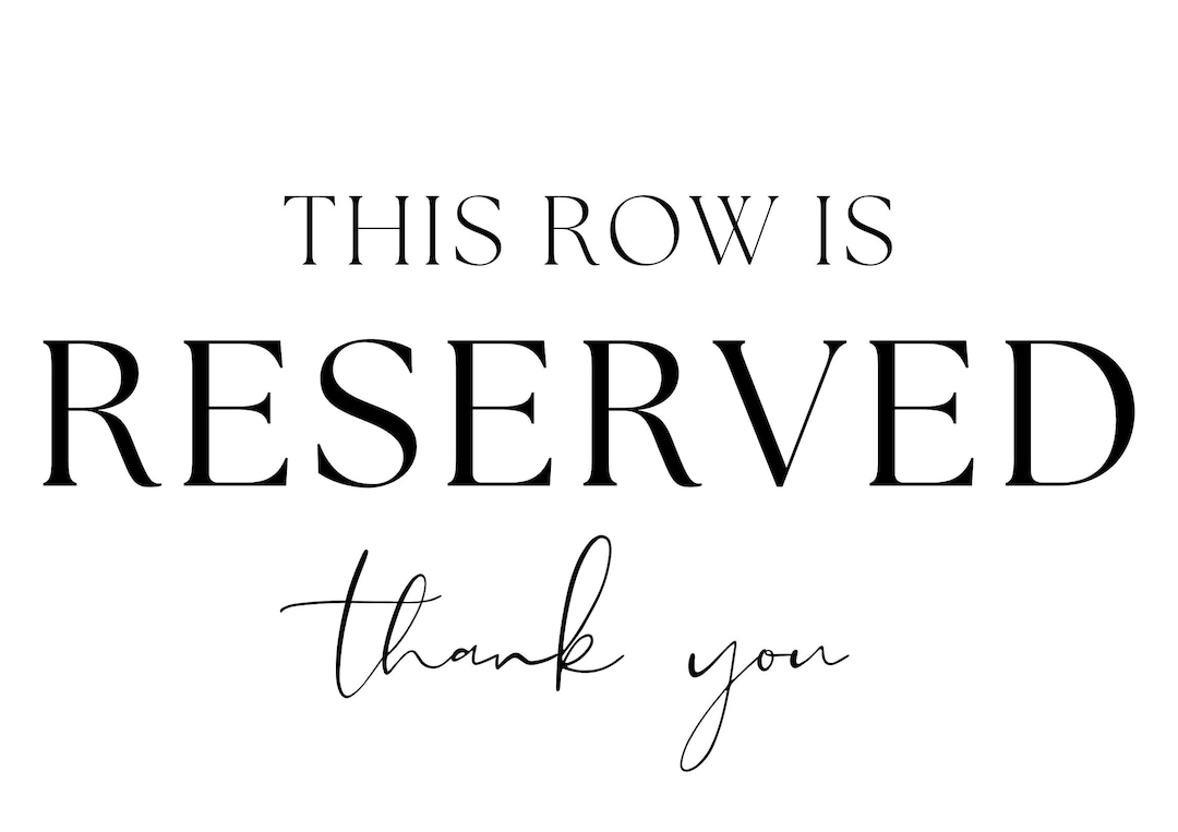 Reserved Row Sign for Wedding, Wedding Sign, Wedding Ceremony, Digital ...