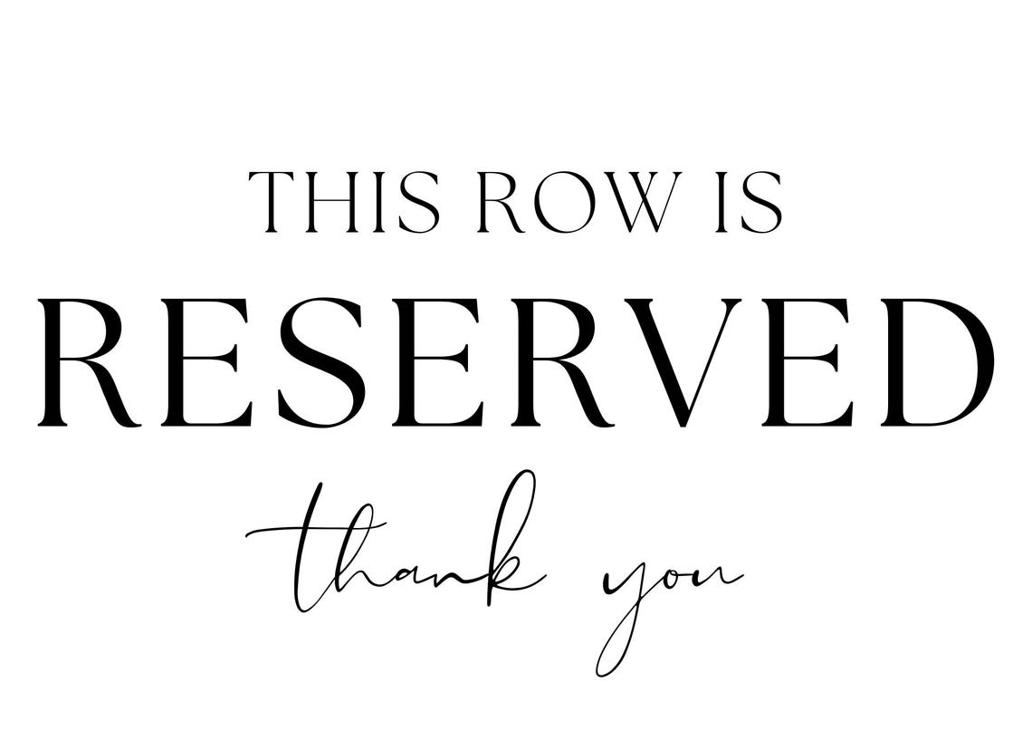 Reserved Row Sign for Wedding, Wedding Sign, Wedding Ceremony, Digital ...