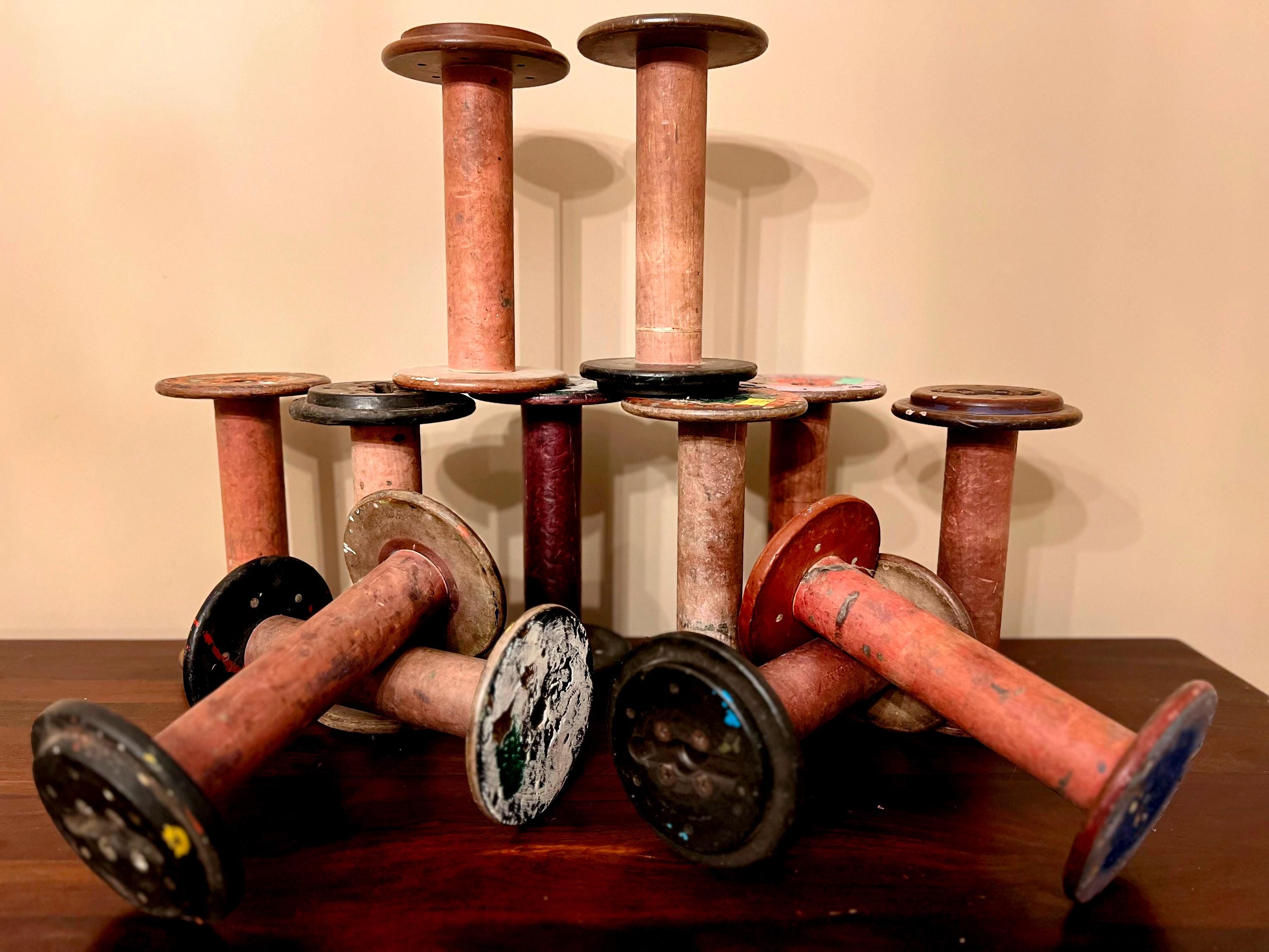 Vintage Industrial Wooden Spindles Bobbins - Etsy