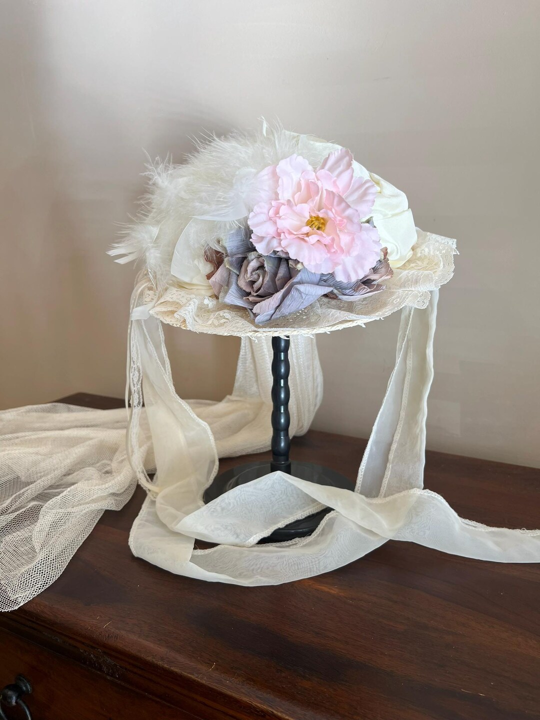 Handmade Victorian Ivory Hat nanceedeeshats With Hat Box - Etsy