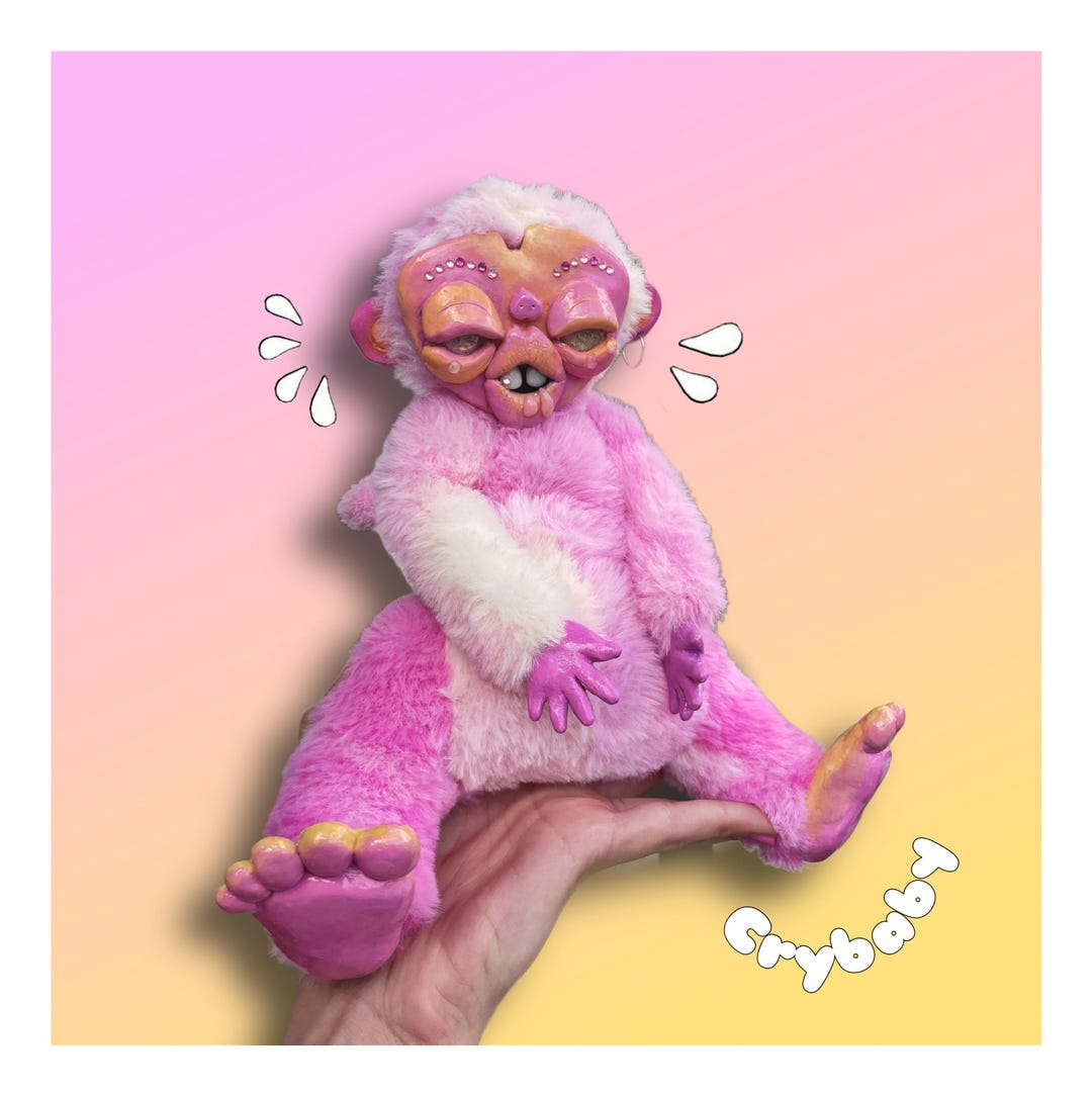 Crybaby Monkey Momo- Handmade, Unique Artdoll - Etsy