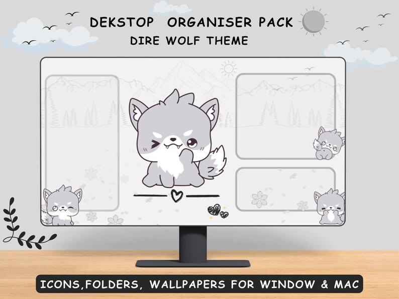 Dire Wolf Theme for Windows and Mac, Cute Wallpapers Et Desktop Icons ...