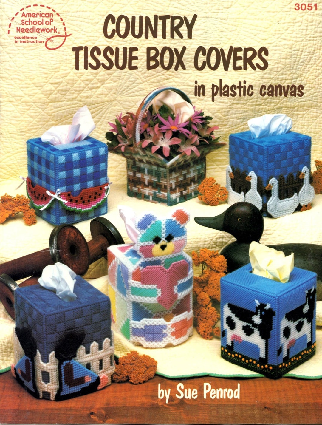 Country Tissue Box Covers Cows Picket Fence Ducks Teddy Bear Watermelon ...