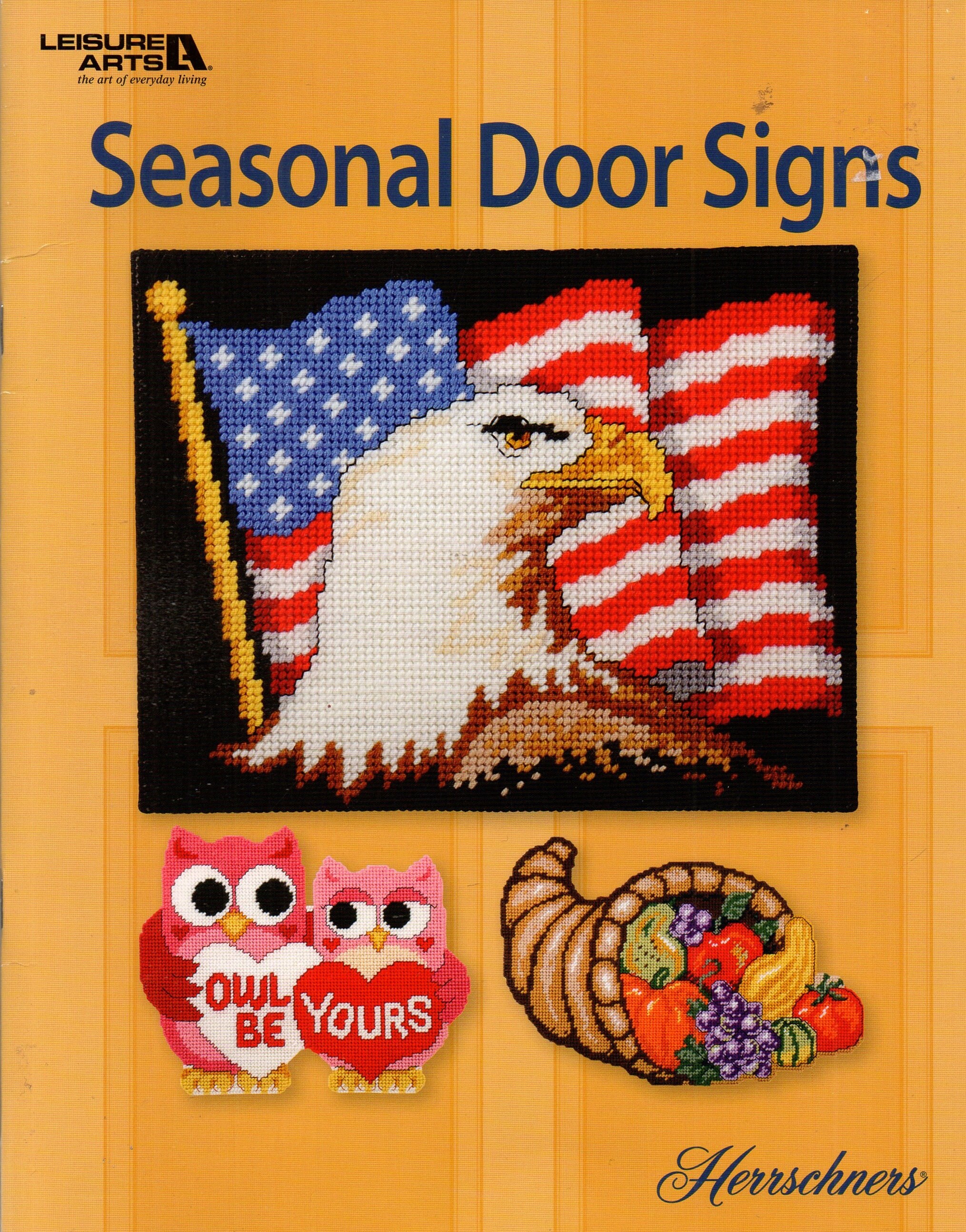 Seasonal Door Signs Cornucopia Snowman Valentines Flag and Eagle ...