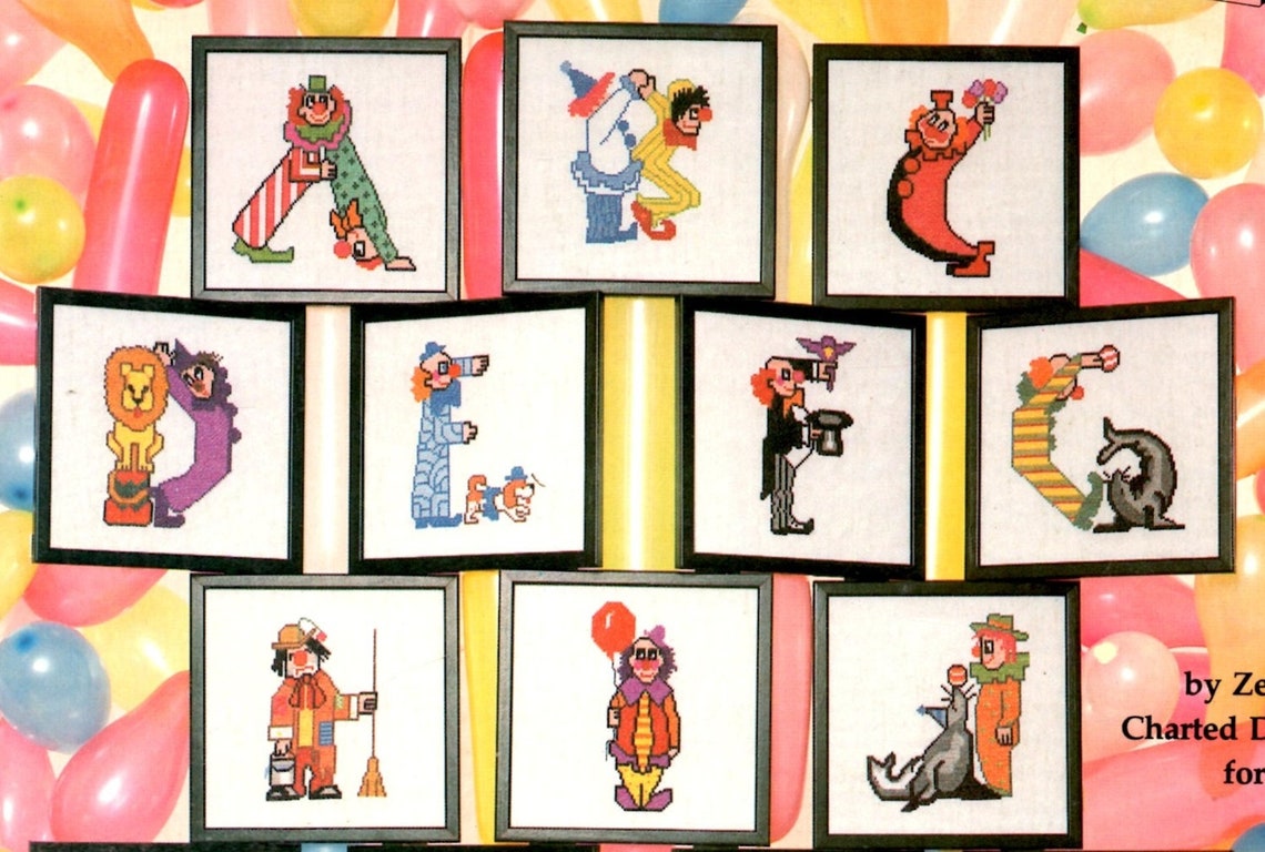 Clown Alphabet Letters Acrobatic Positions Balloons Seal Dog Sweeping ...